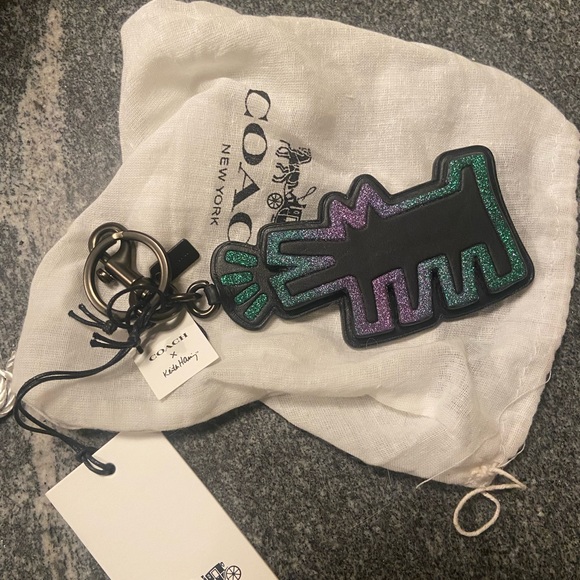 Coach | Accessories | Nwt Coach Glitter Keith Haring Dog Keychain ...